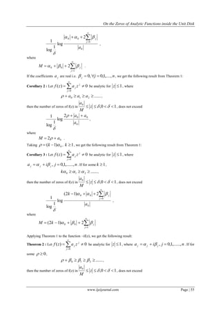 On the Zeros of Analytic Functions inside the Unit Disk | PDF