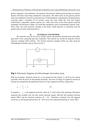 Determination of Thickness of Overburden in Basement Area Using ...