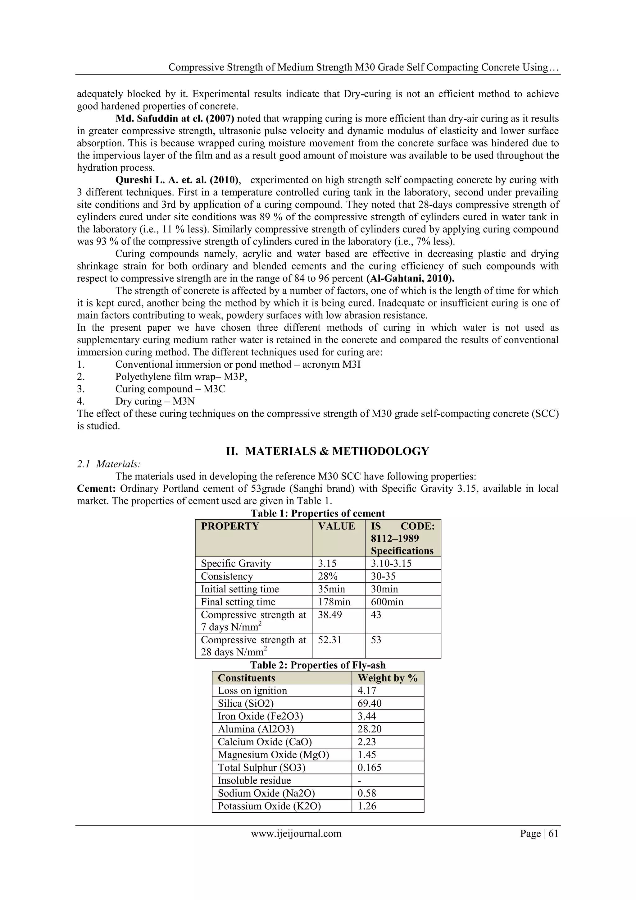 Compressive Strength of Medium Strength M30 Grade Self Compacting Concrete Using Water Retaining ...