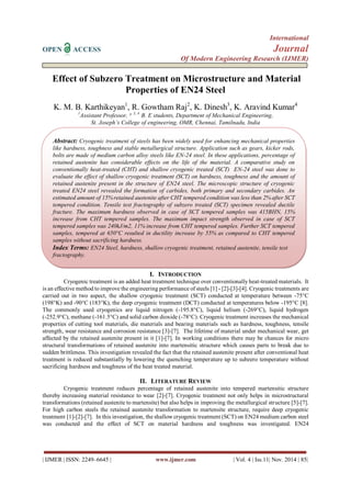 Effect of Subzero Treatment on Microstructure and Material Properties of EN24 Steel | PDF