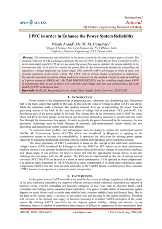 UPFC in order to Enhance the Power System Reliability | PDF
