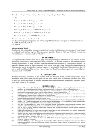 Application of Linear Programming for Optimal Use of Raw Materials in Bakery | PDF