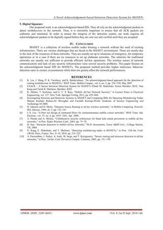 A Novel Acknowledgement based Intrusion Detection System for MANETs | PDF