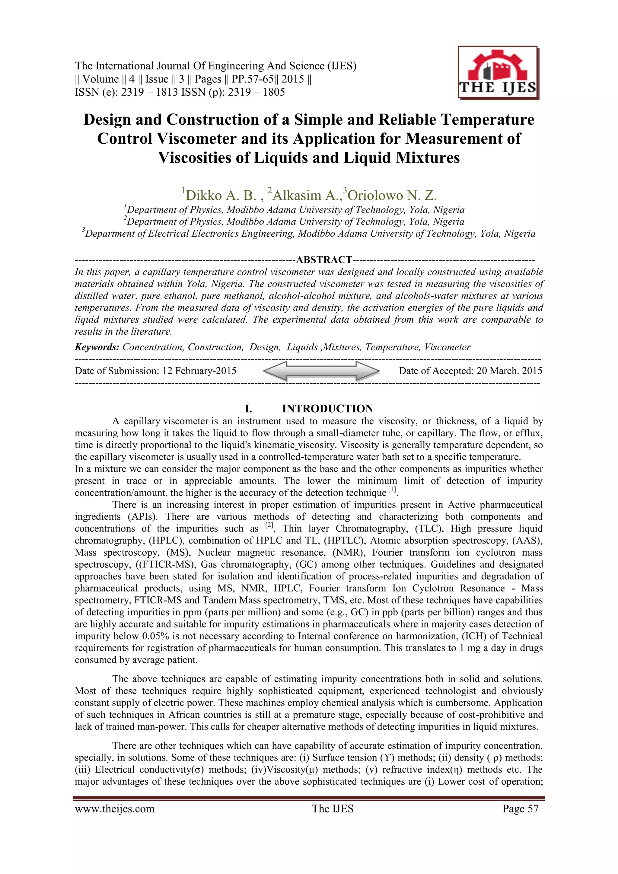 Design and Construction of a Simple and Reliable Temperature Control ...