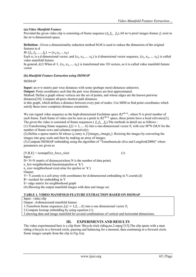 Video Manifold Feature Extraction Based on ISOMAP | PDF