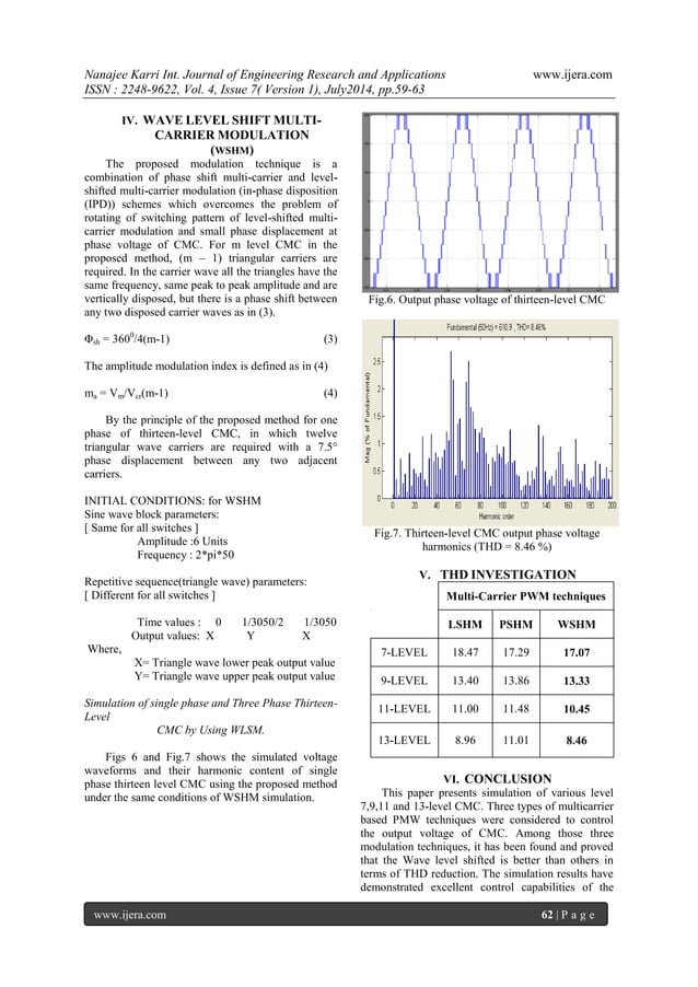 Investigation of THD for Cascaded Multi-Level Inverter Using Multicarrier Modulation Techniques ...