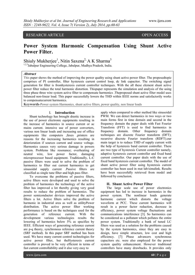 Power System Harmonic Compensation Using Shunt Active Power Filter | PDF