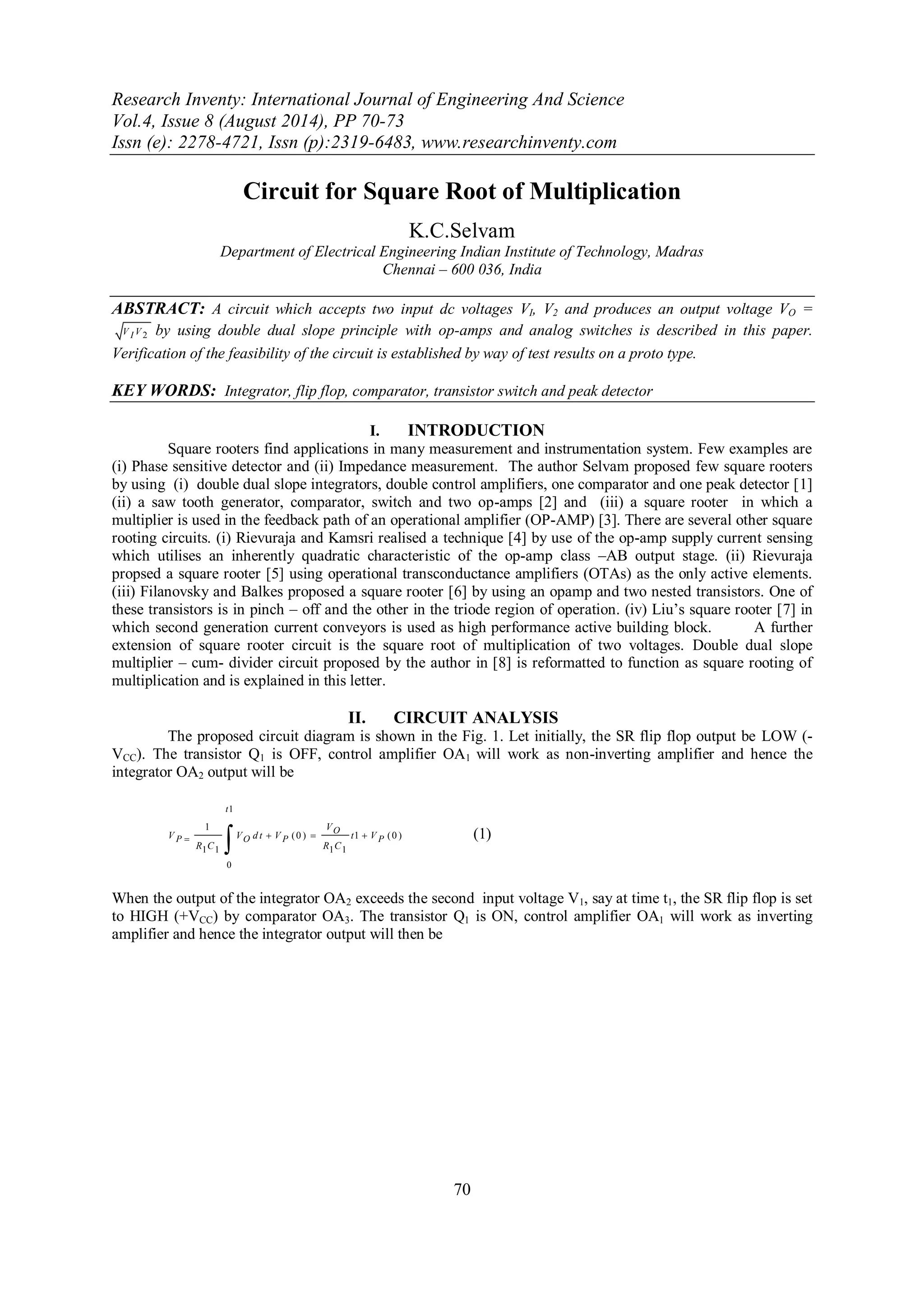 Circuit for Square Root of Multiplication | PDF