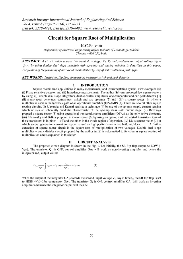 Circuit for Square Root of Multiplication | PDF