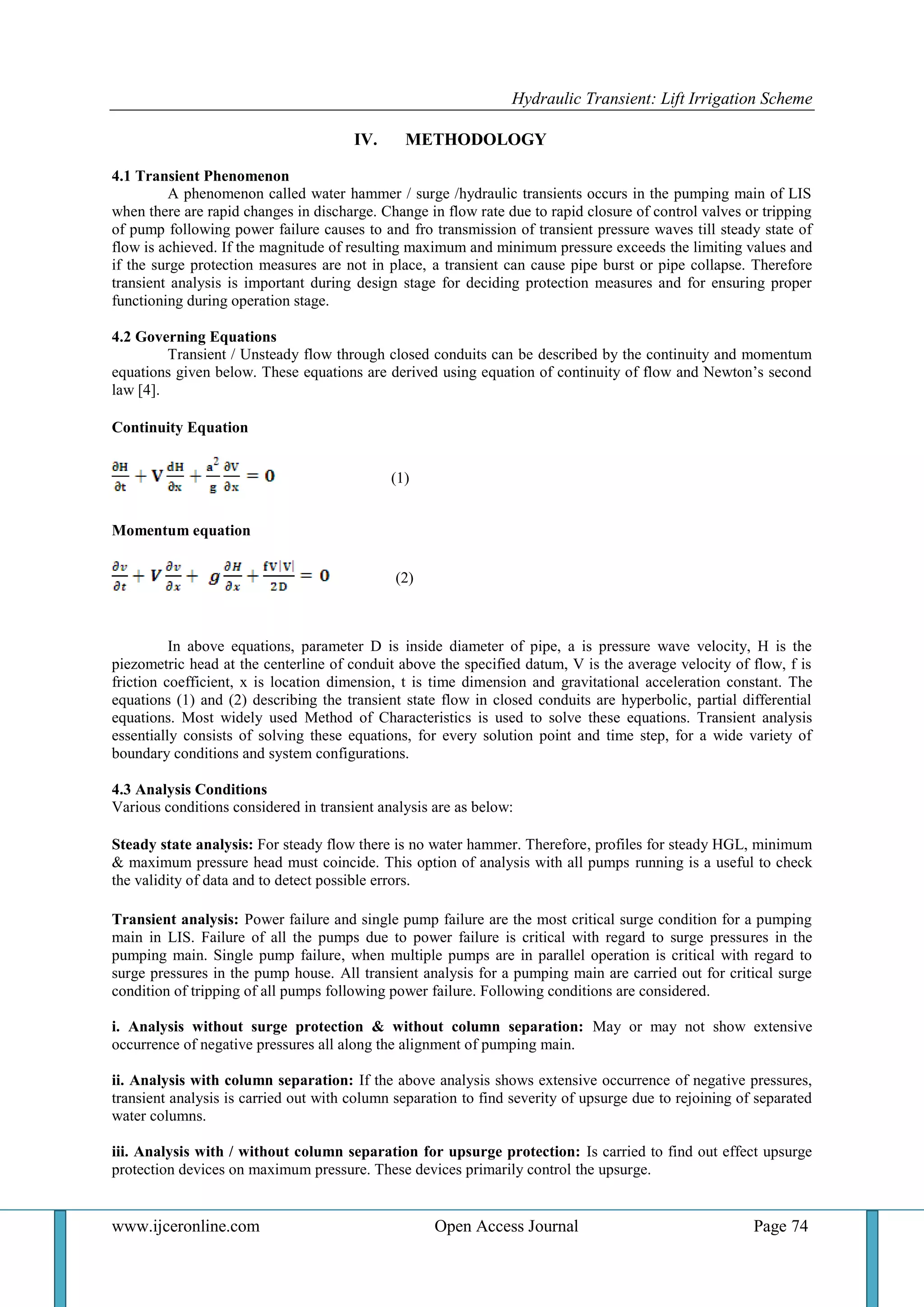 Hydraulic Transient: Lift Irrigation Scheme | PDF