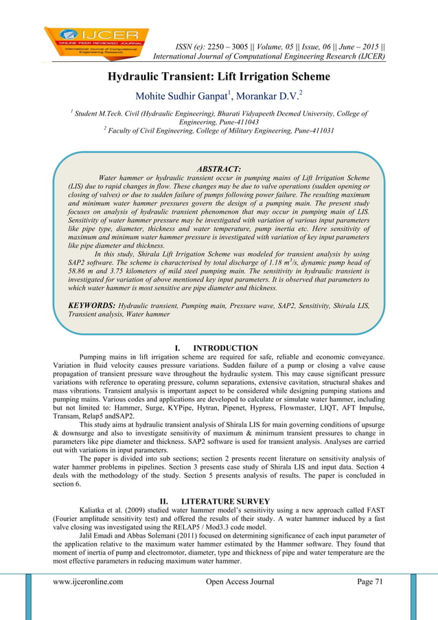 Hydraulic Transient: Lift Irrigation Scheme | PDF