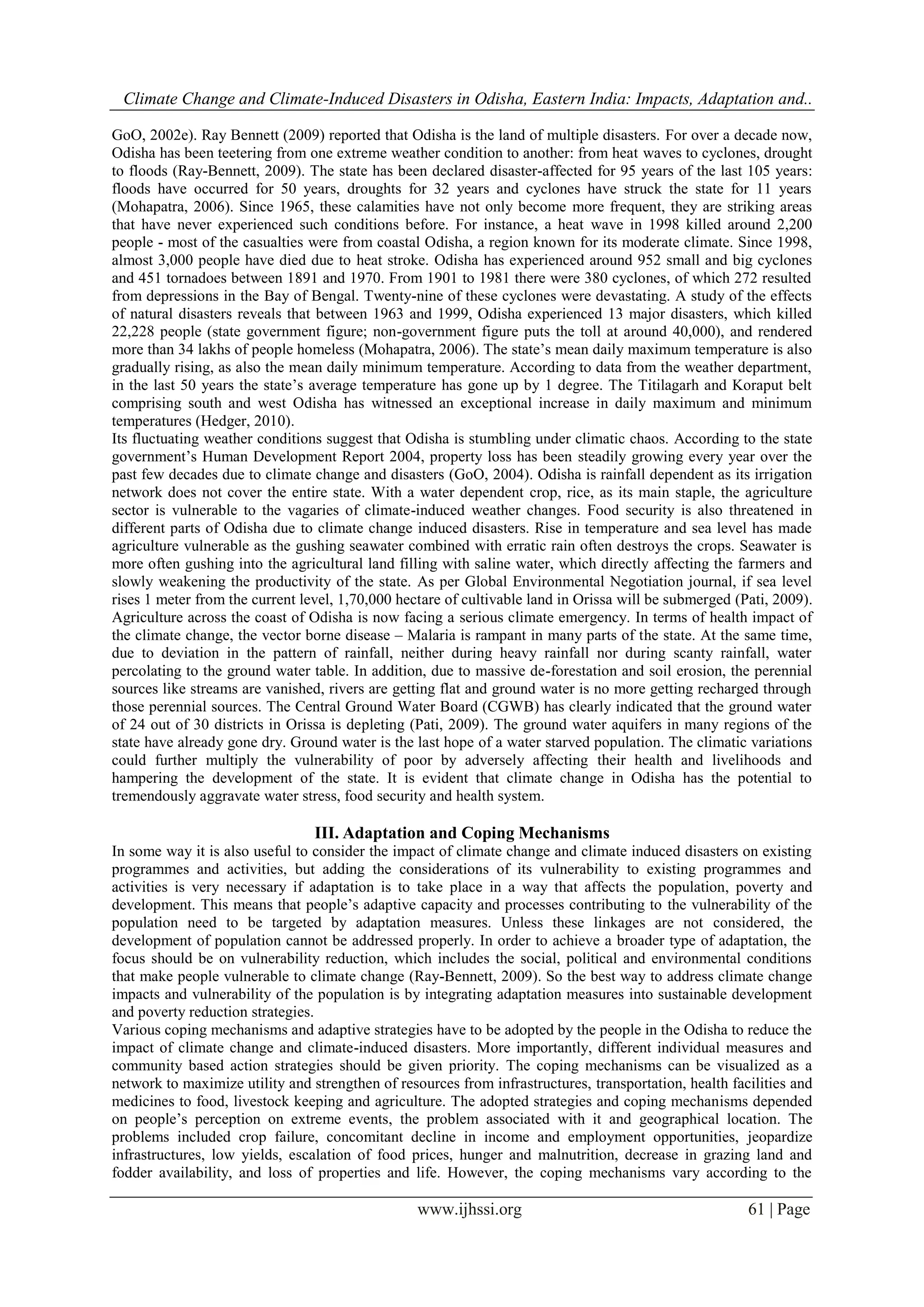 Climate Change and Climate-Induced Disasters in Odisha, Eastern India ...
