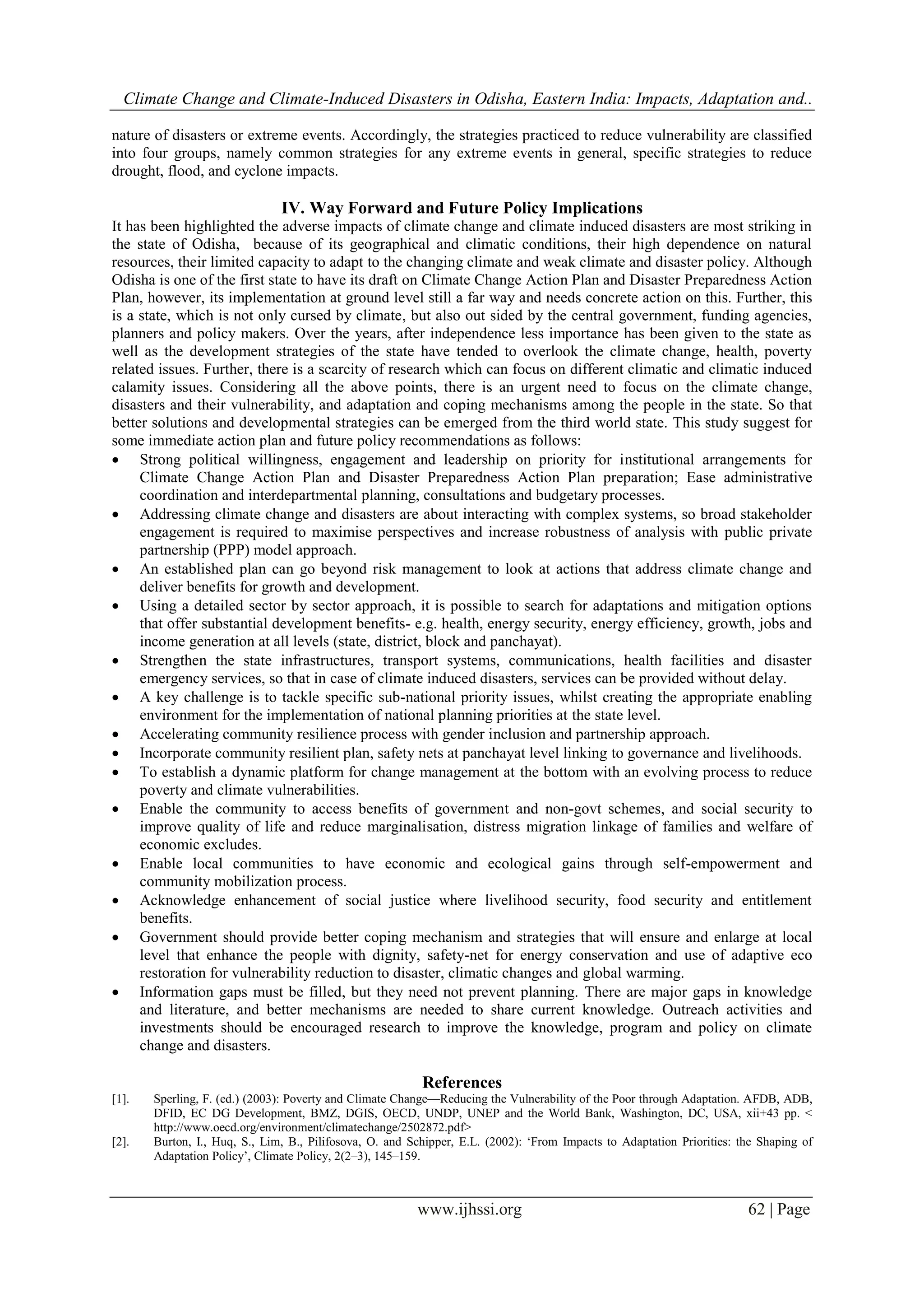 Climate Change and Climate-Induced Disasters in Odisha, Eastern India ...