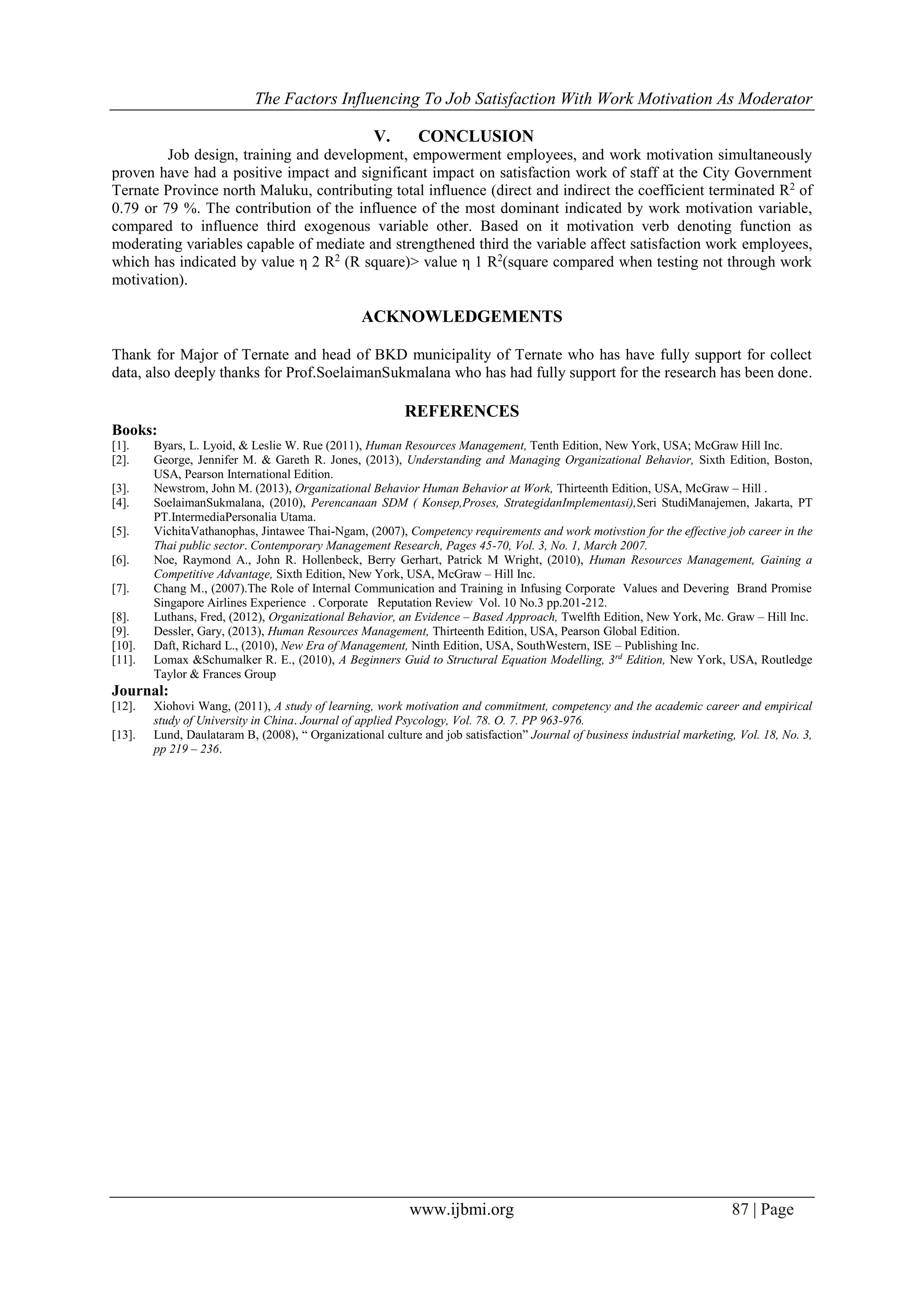 The Factors Influencing to Job Satisfaction with Work Motivation as Moderator | PDF | Human ...