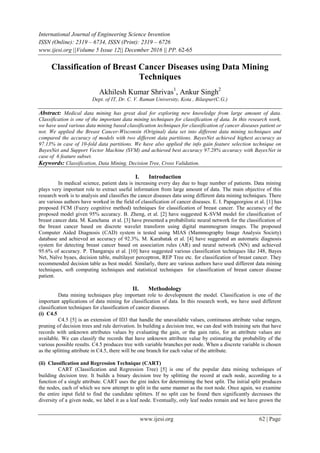 Classification of Breast Cancer Diseases using Data Mining Techniques | PDF