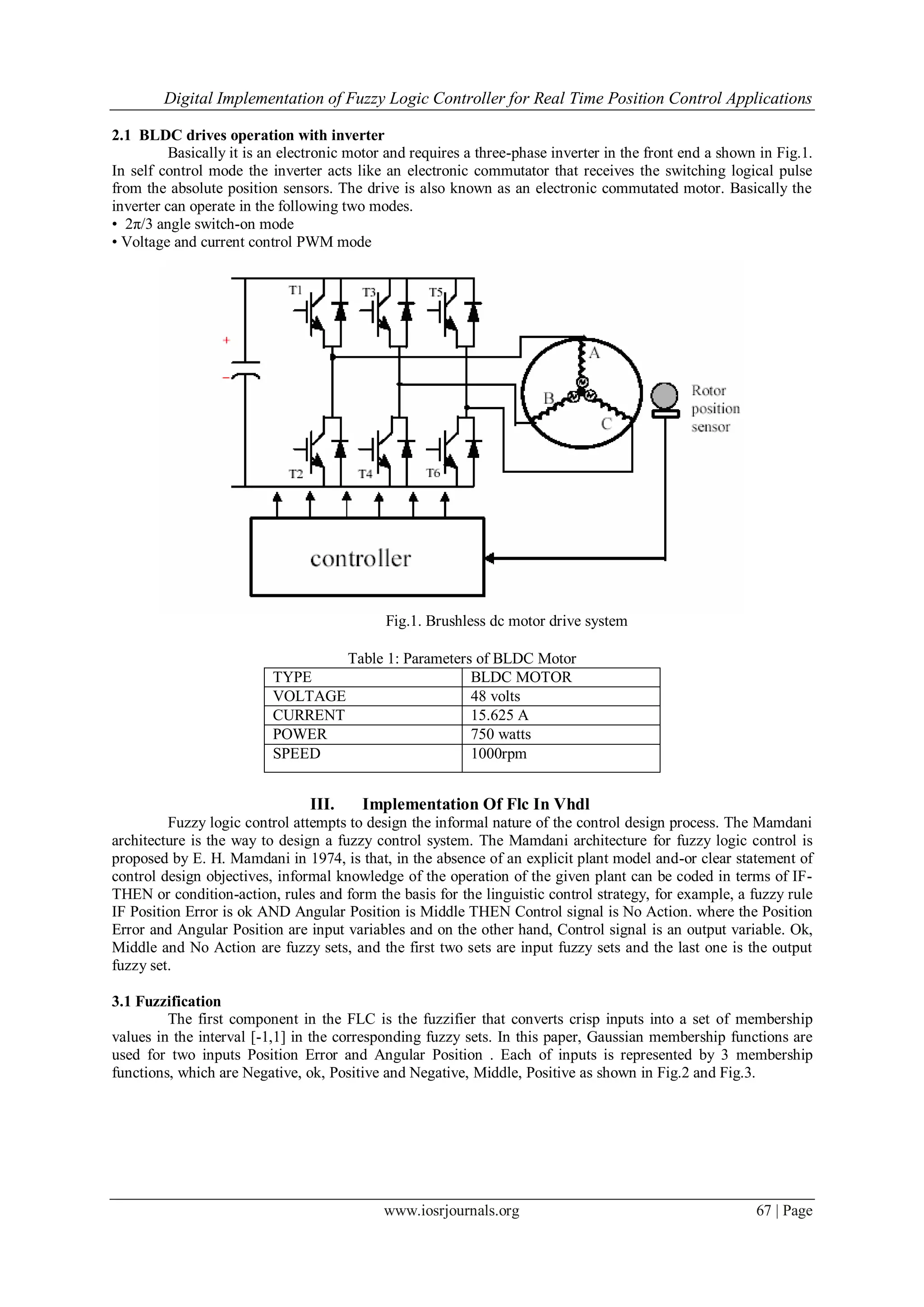 Digital Implementation of Fuzzy Logic Controller for Real Time Position Control Applications | PDF