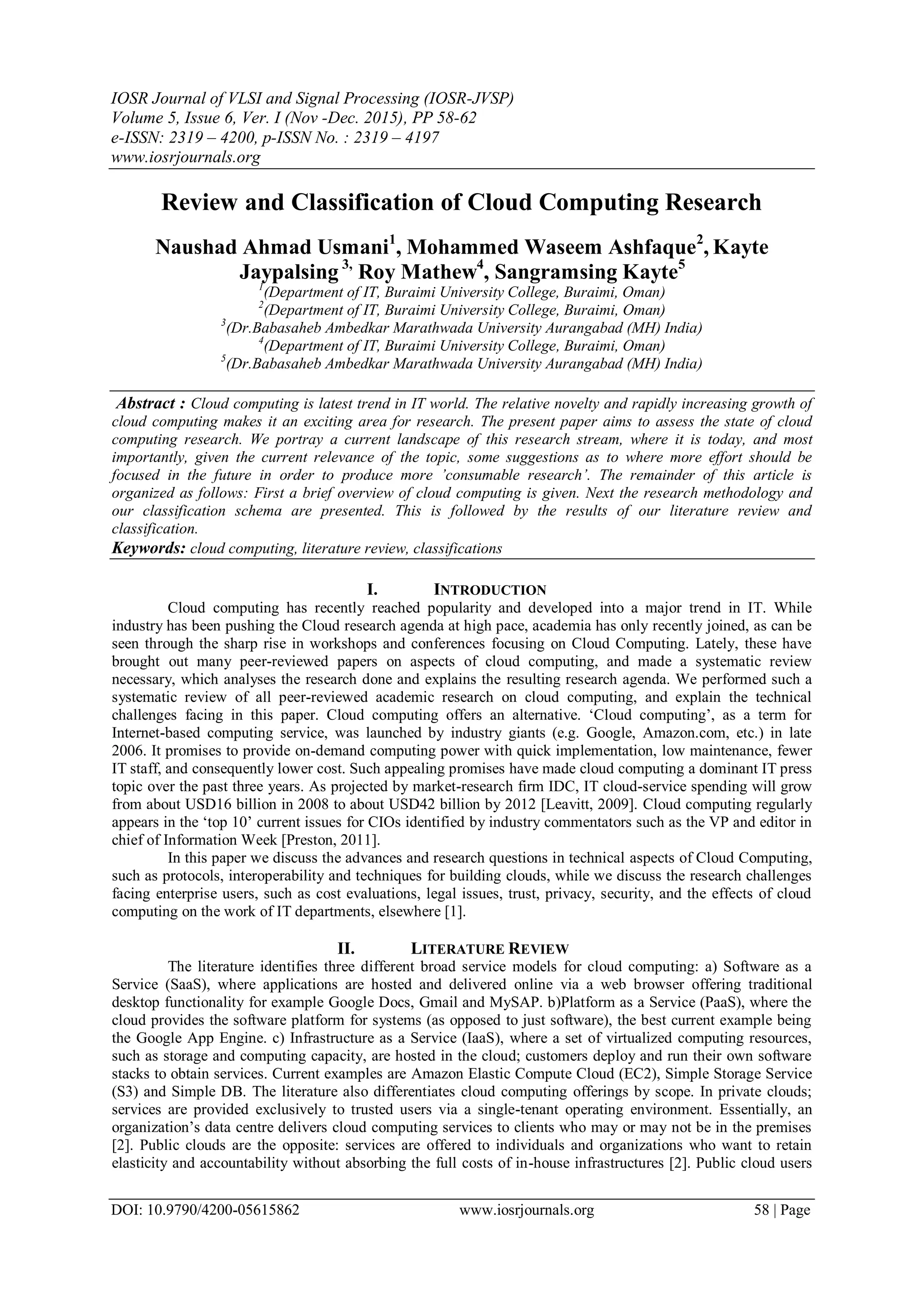 Review and Classification of Cloud Computing Research | PDF