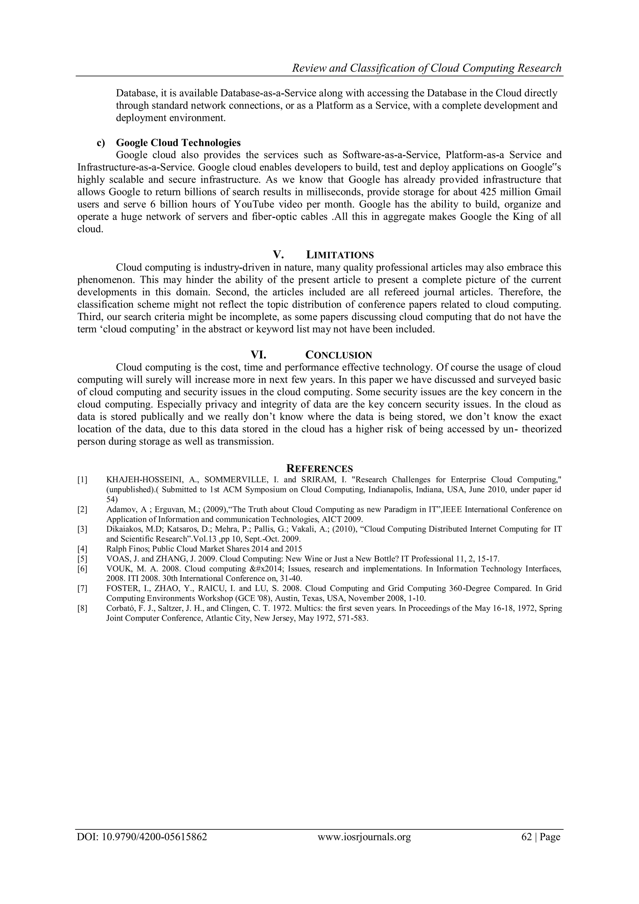 Review and Classification of Cloud Computing Research | PDF