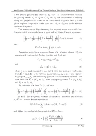 Amplification of High Frequency Wave through Nonlinear Wave Particle Interaction with Drift Wave ...