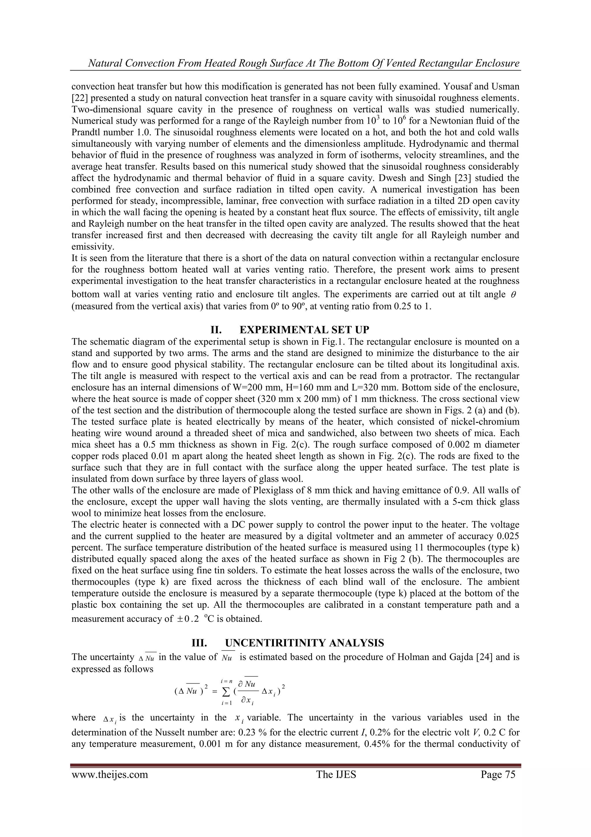 Natural Convection from Heated Rough Surface at the Bottom of Vented Rectangular Enclosure | PDF