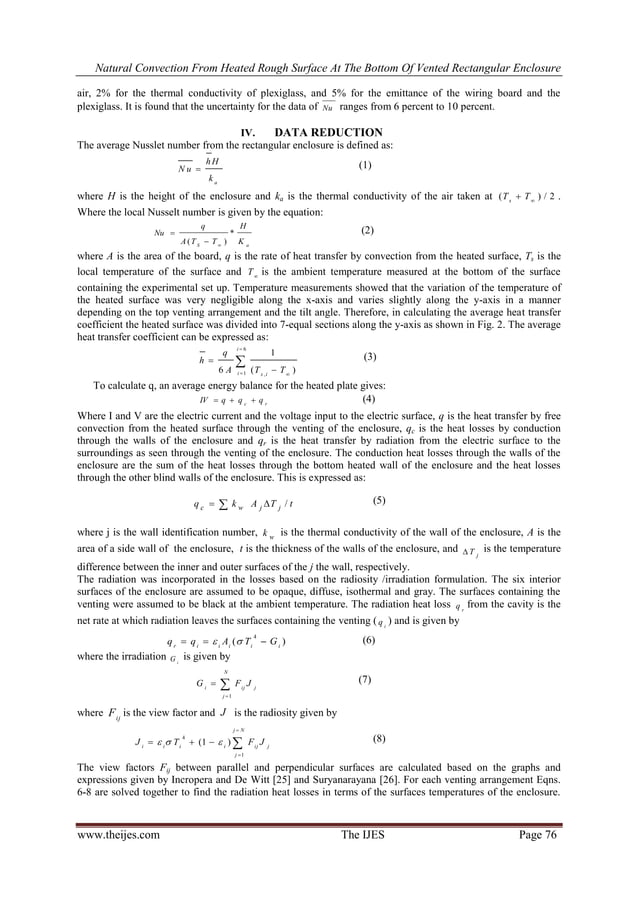 Natural Convection from Heated Rough Surface at the Bottom of Vented Rectangular Enclosure | PDF