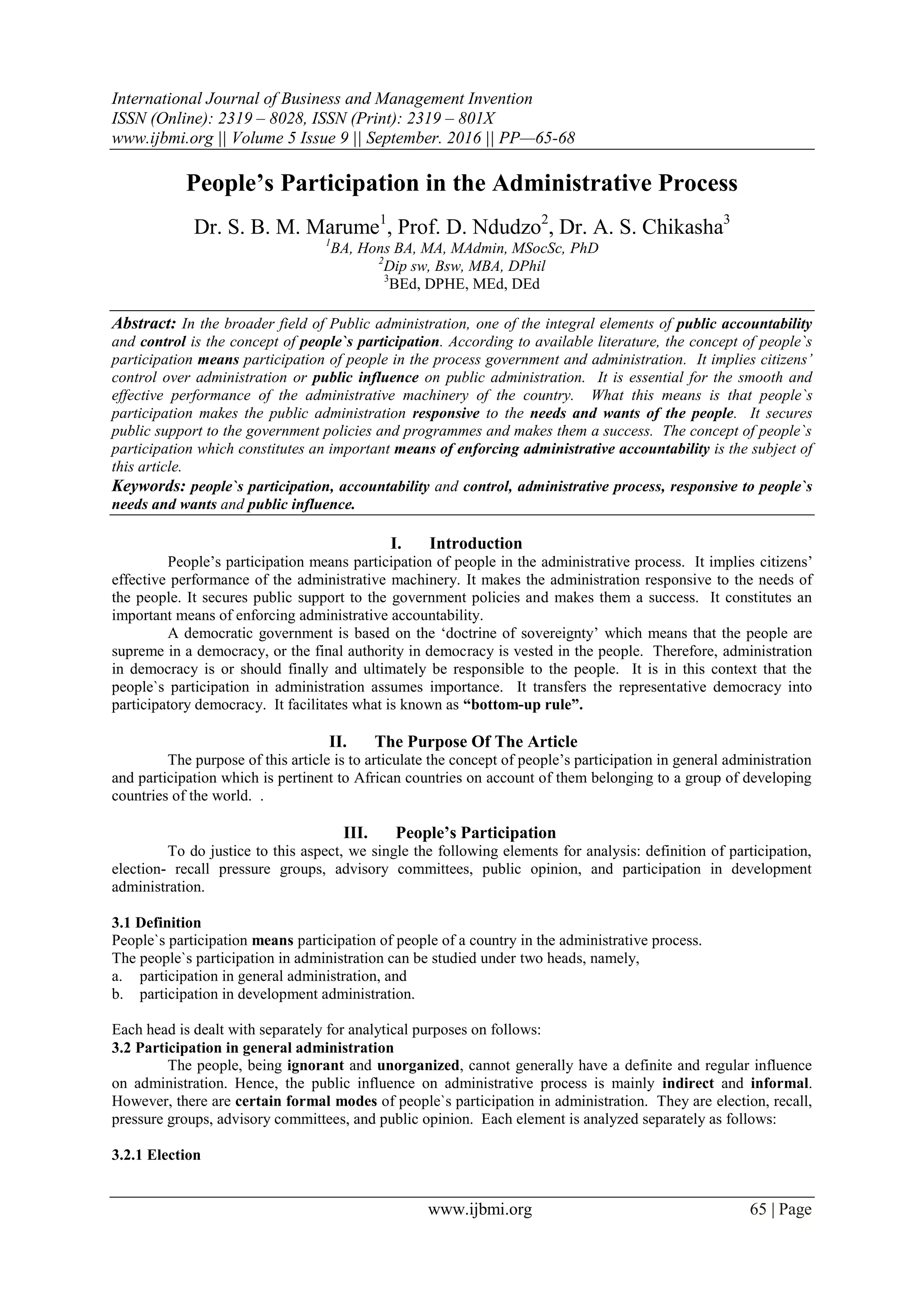 People’s Participation in the Administrative Process | PDF