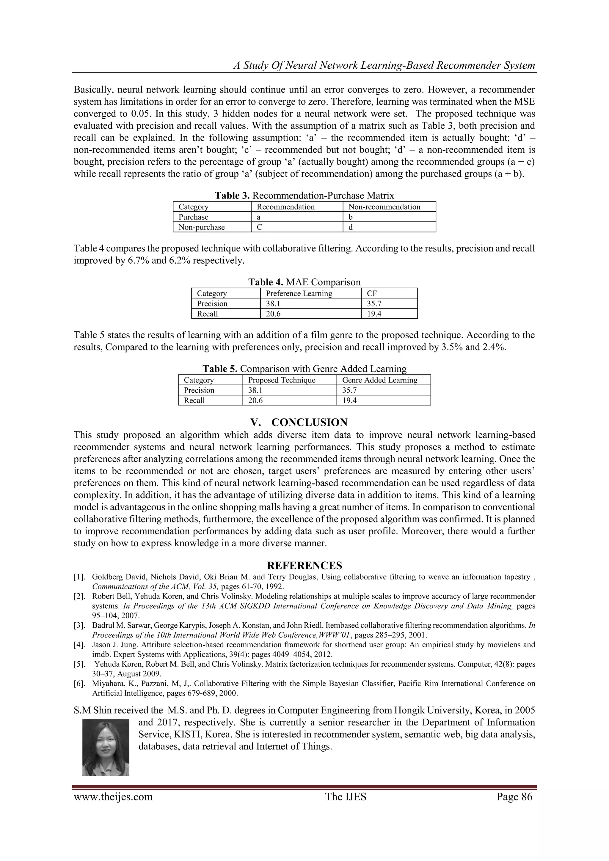 A Study Of Neural Network Learning Based Recommender System Pdf