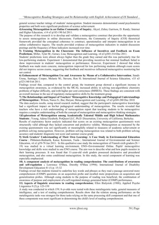 “Metacognitive Reading Strategies and Its Relationship with English Achievement of IX Standard ...