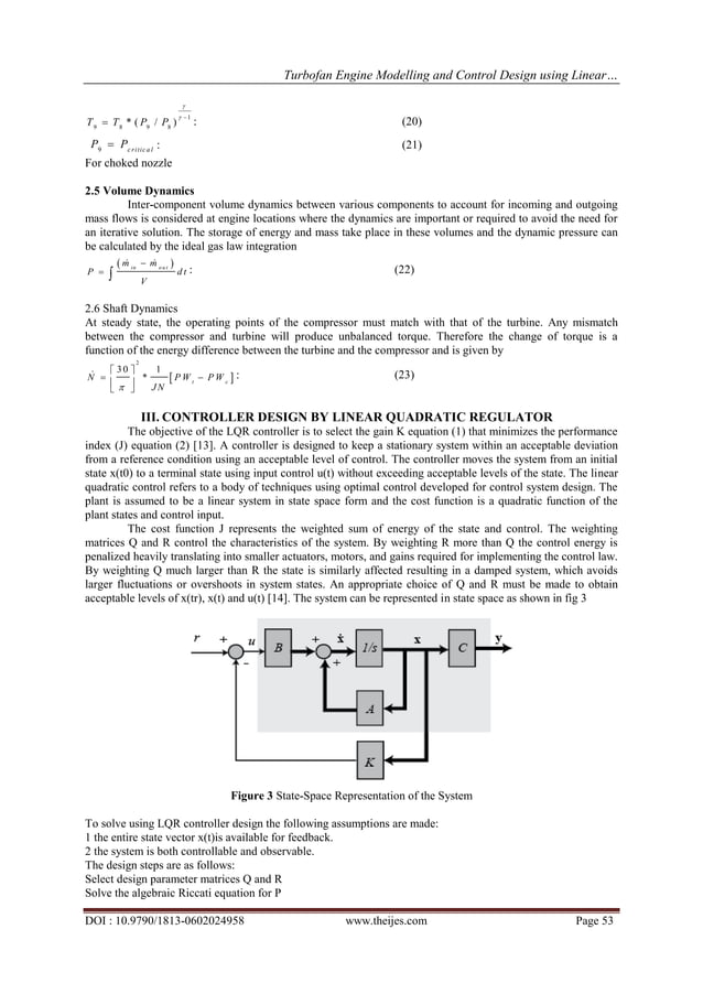 Turbofan Engine Modelling and Control Design using Linear Quadratic Regulator (LQR) | PDF