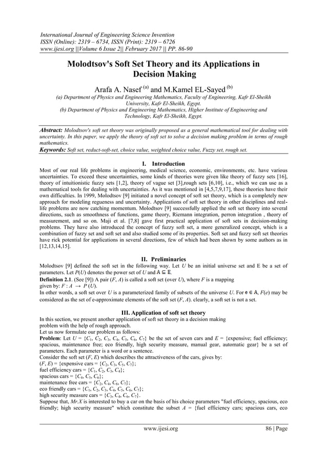 Molodtsov's Soft Set Theory and its Applications in Decision Making | PDF