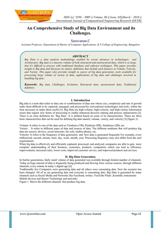 An Comprehensive Study of Big Data Environment and its Challenges. | PDF