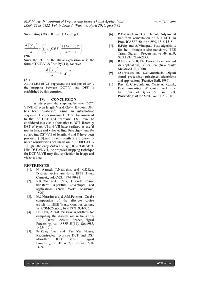 Mapping between Discrete Cosine Transform of Type-VI/VII and Discrete Fourier Transform | PDF