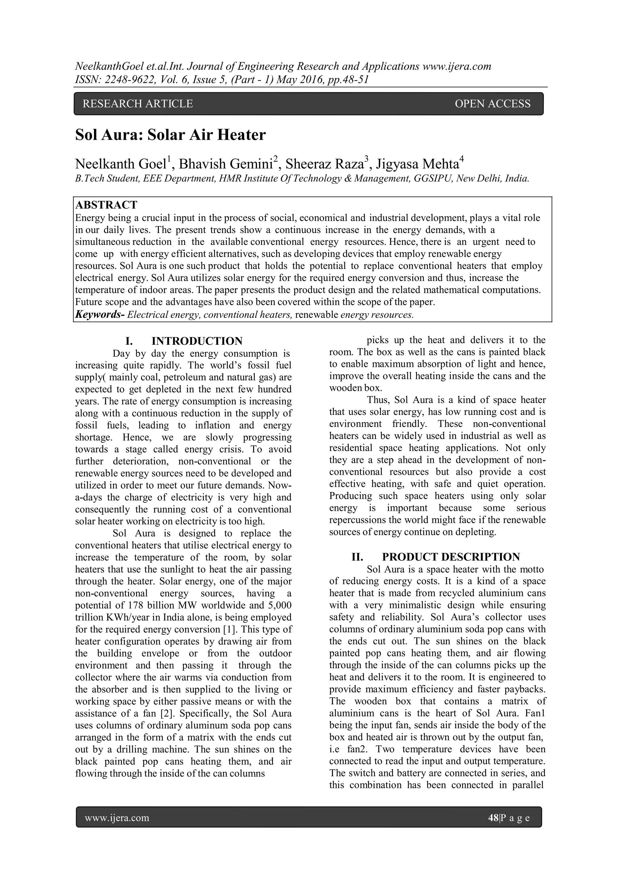 Sol Aura: Solar Air Heater | PDF