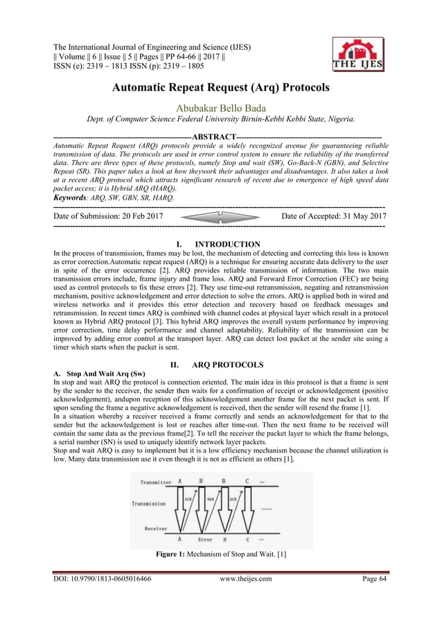 Automatic Repeat Request (Arq) Protocols | PDF