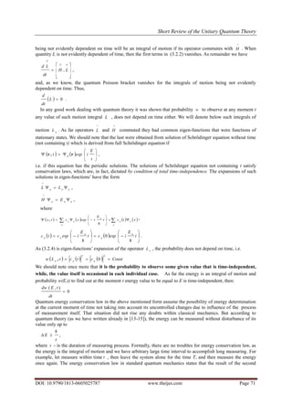 Short Review of the Unitary Quantum Theory | PDF