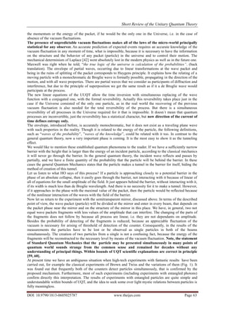 Short Review of the Unitary Quantum Theory | PDF | Physics | Science