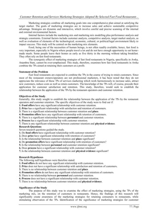 Customer Retention and Services Marketing Strategies Adopted By ...