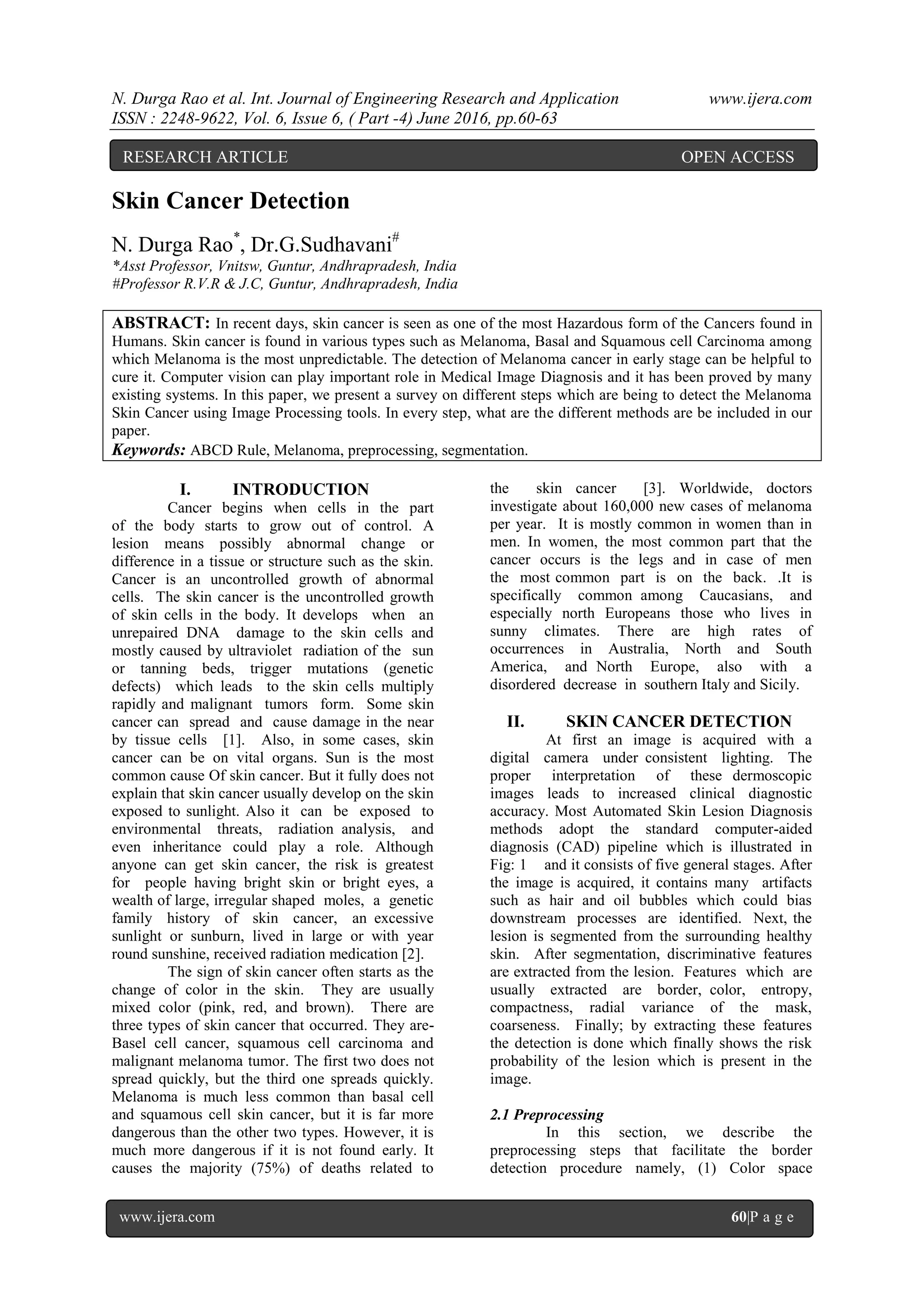 Skin Cancer Detection | PDF