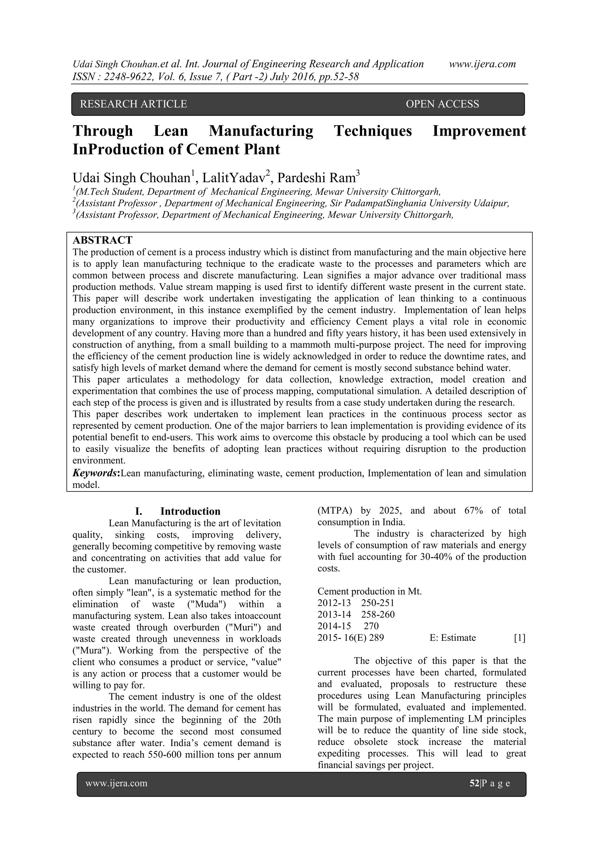 Through Lean Manufacturing Techniques Improvement InProduction of ...