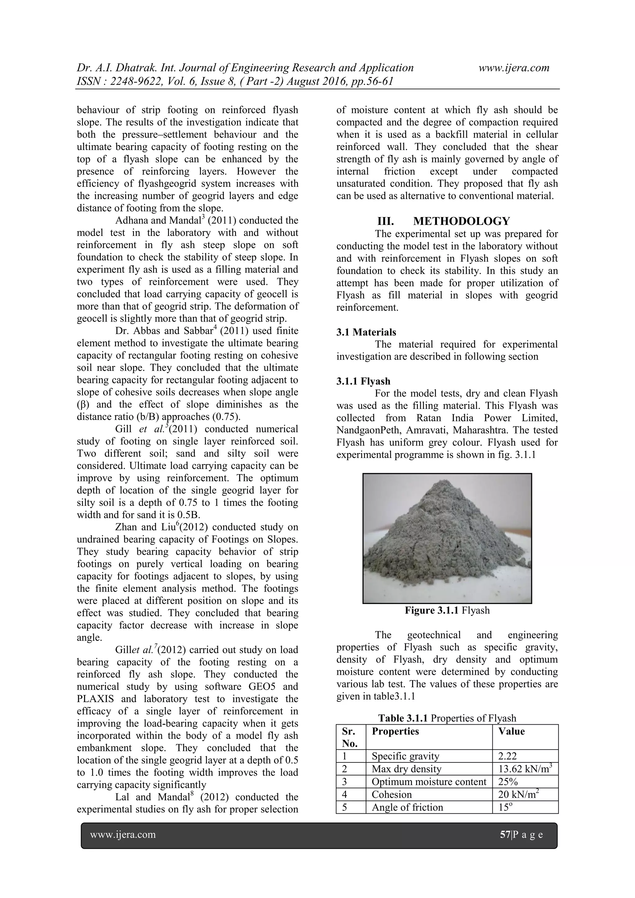 Bearing Capacity of Footing on Reinforced Flyash Slope | PDF