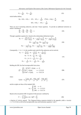 Alternative and Explicit Derivation of the Lattice Boltzmann Equation for the Unsteady ...