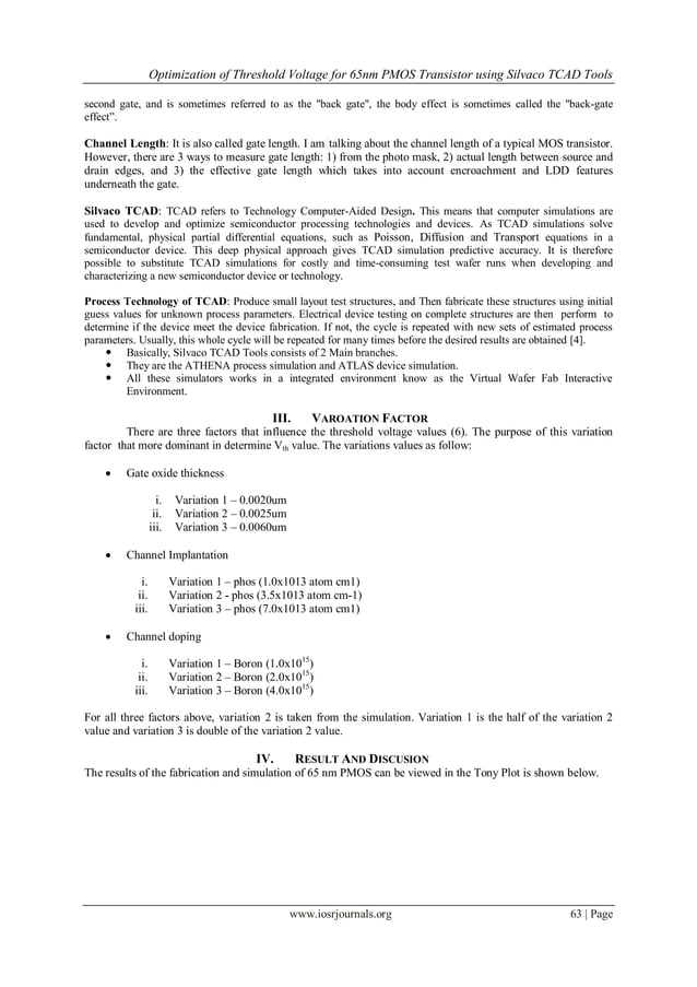 Optimization of Threshold Voltage for 65nm PMOS Transistor using ...