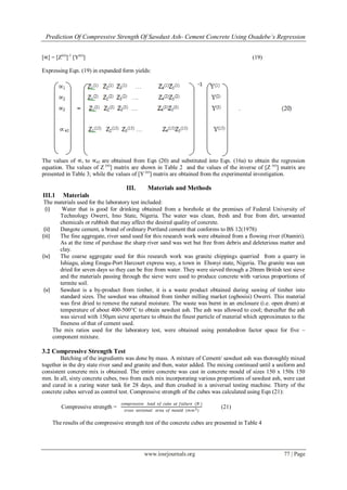 Prediction of Compressive Strength of Sawdust Ash- Cement Concrete Using Osadebe’s Regression ...
