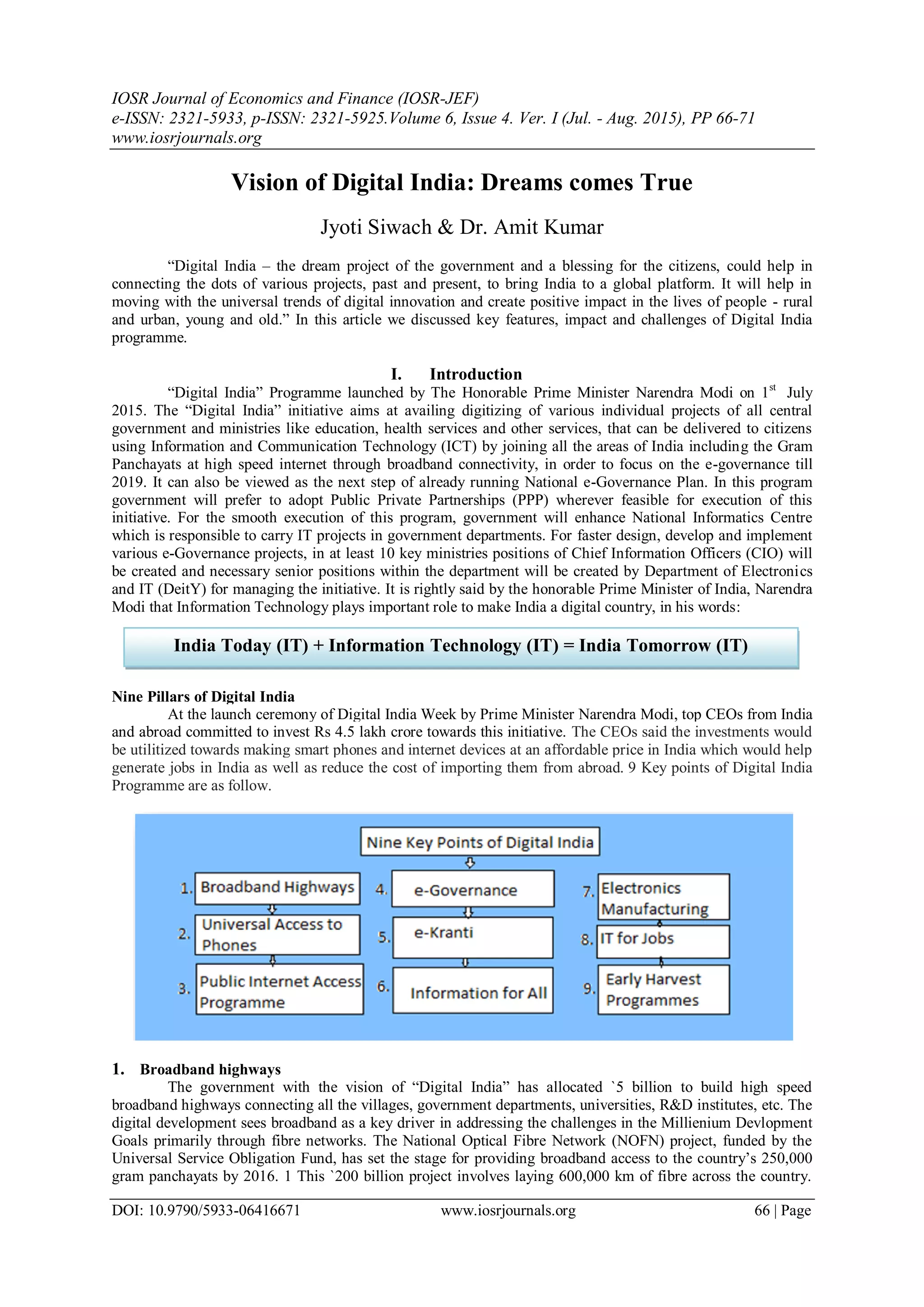 Vision of Digital India: Dreams comes True | PDF