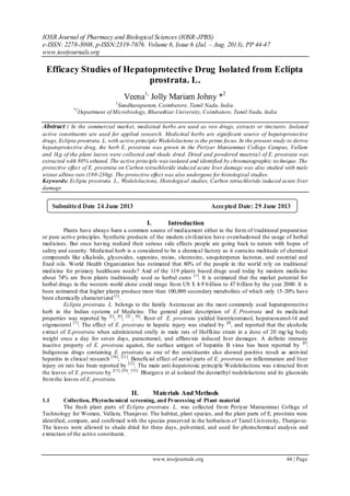 Efficacy Studies of Hepatoprotective Drug Isolated from Eclipta ...