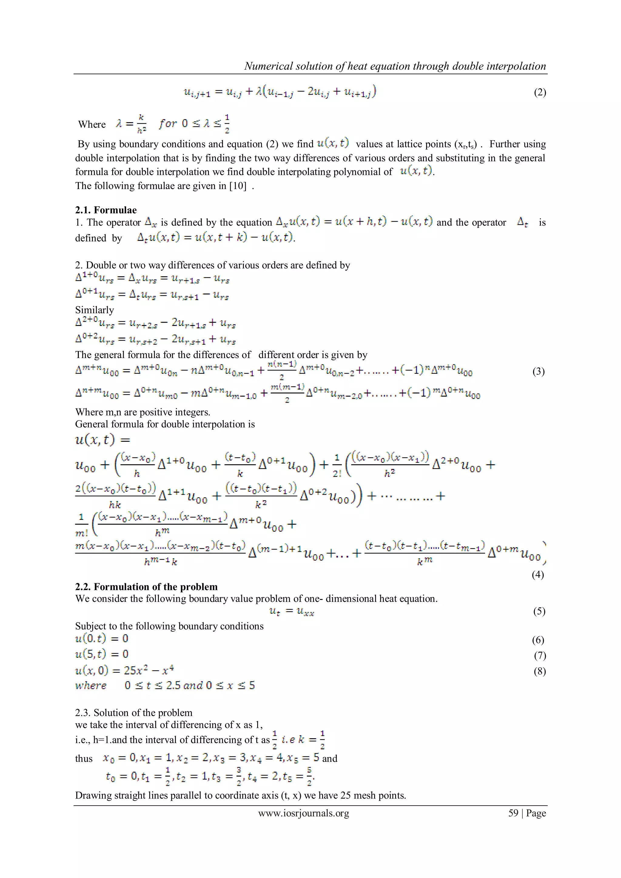 Numerical solution of heat equation through double interpolation | PDF