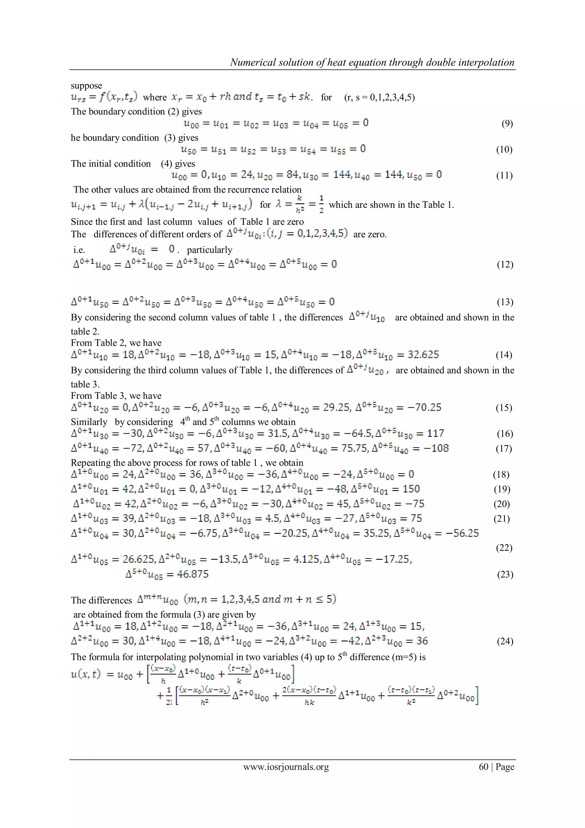 Numerical solution of heat equation through double interpolation | PDF