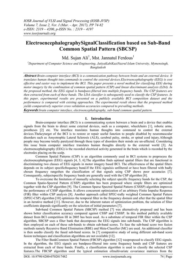 ElectroencephalographySignalClassification based on Sub-Band Common ...