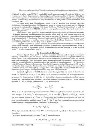 ElectroencephalographySignalClassification based on Sub-Band Common Spatial Pattern (SBCSP) | PDF