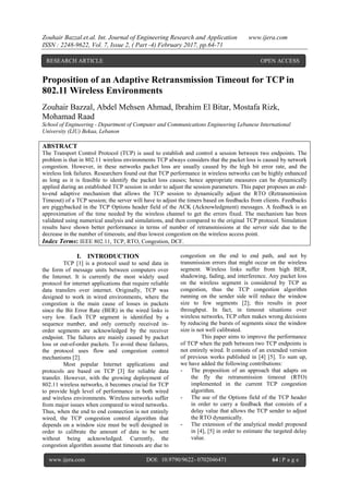 Proposition of an Adaptive Retransmission Timeout for TCP in 802.11 Wireless Environments | PDF ...